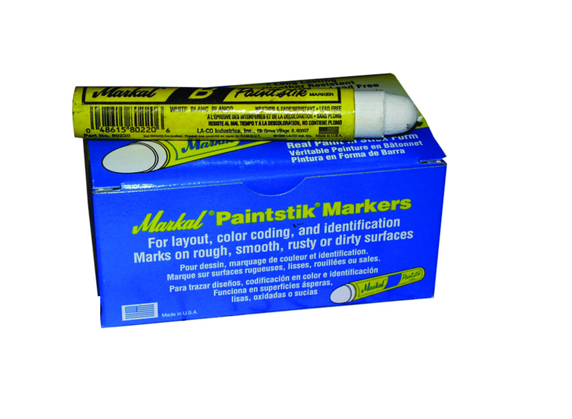 MARKAL 80220 White Paint Stick 3/4 in. Round 12/box – Vampa Tire Supplies
